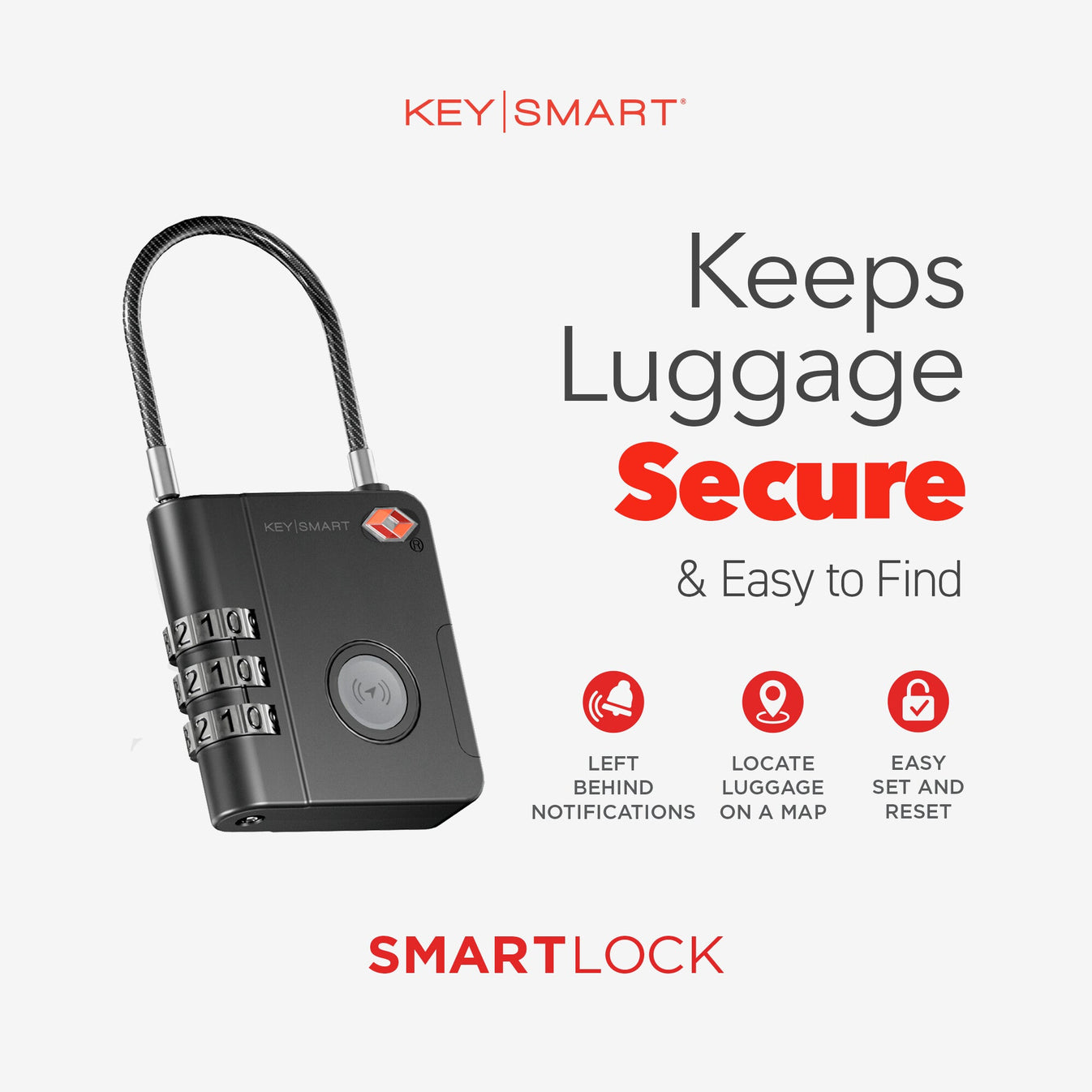 KeySmart SmartLock Luggage Tracking Device | Uncrate Supply