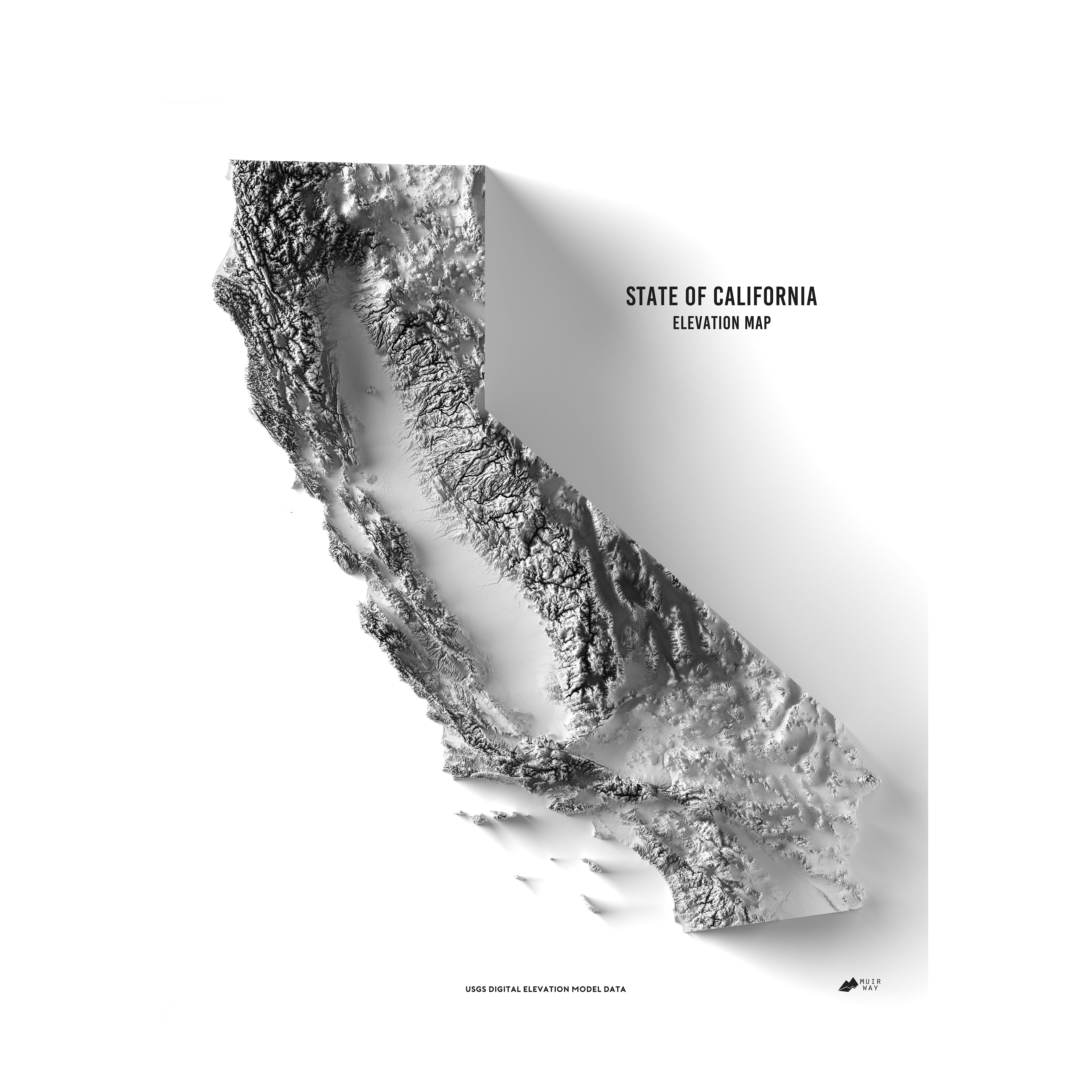 California Elevation Map | Uncrate Supply