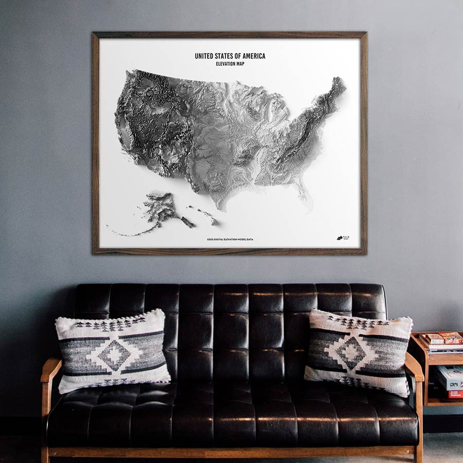 USA Elevation Map | Uncrate Supply