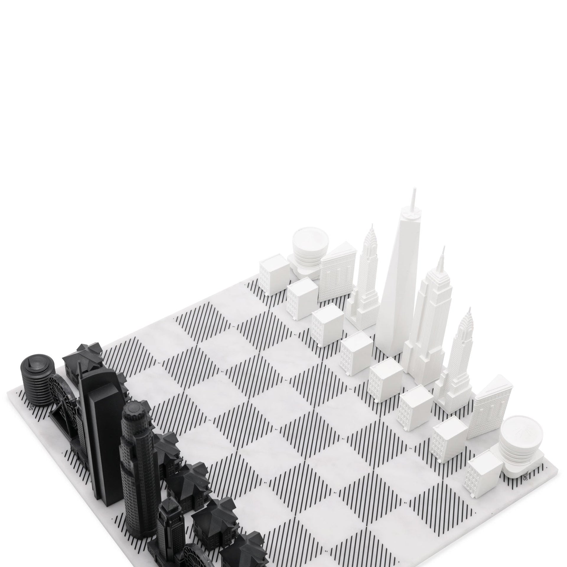 New York Vs. Los Angeles Marble Board Chess Set | Uncrate Supply